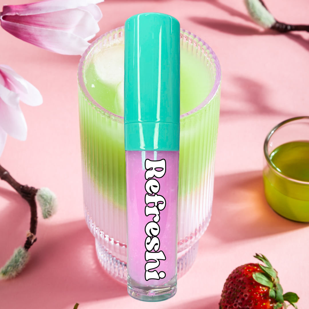 Brillant à lèvres Matcha-Fraise – Refreshi Cosmétiques